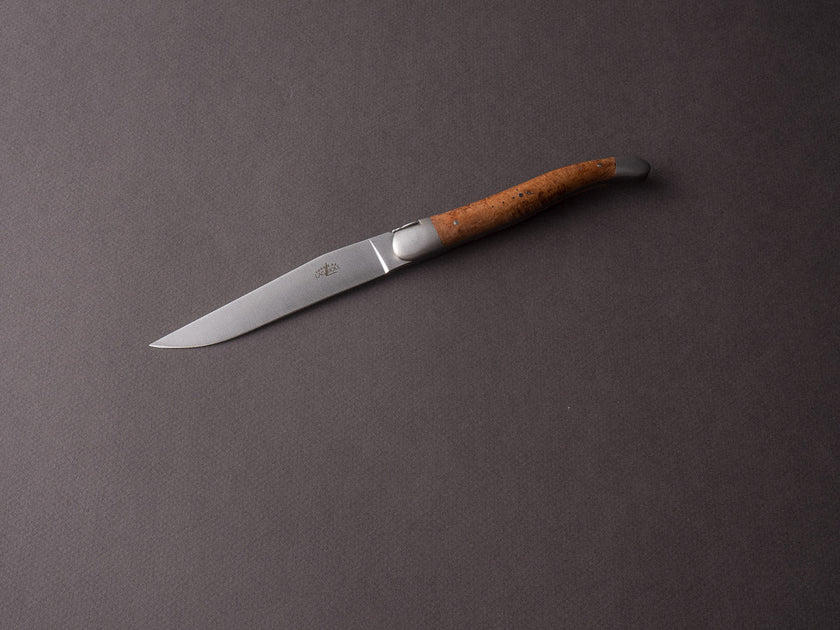 Forge de Laguiole - Table Knives - Satin Bolsters - Briar Wood Handle ...